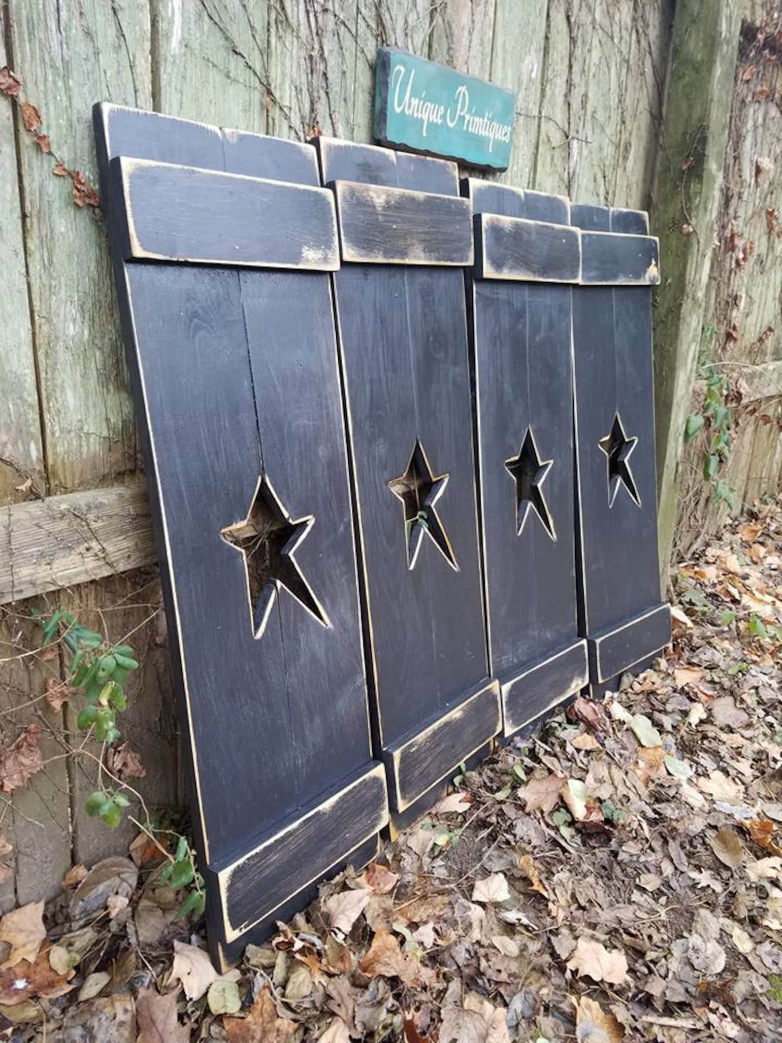 RUSTIC WOOD SHUTTERS Primitive Country Farmhouse Star Cutout - Etsy