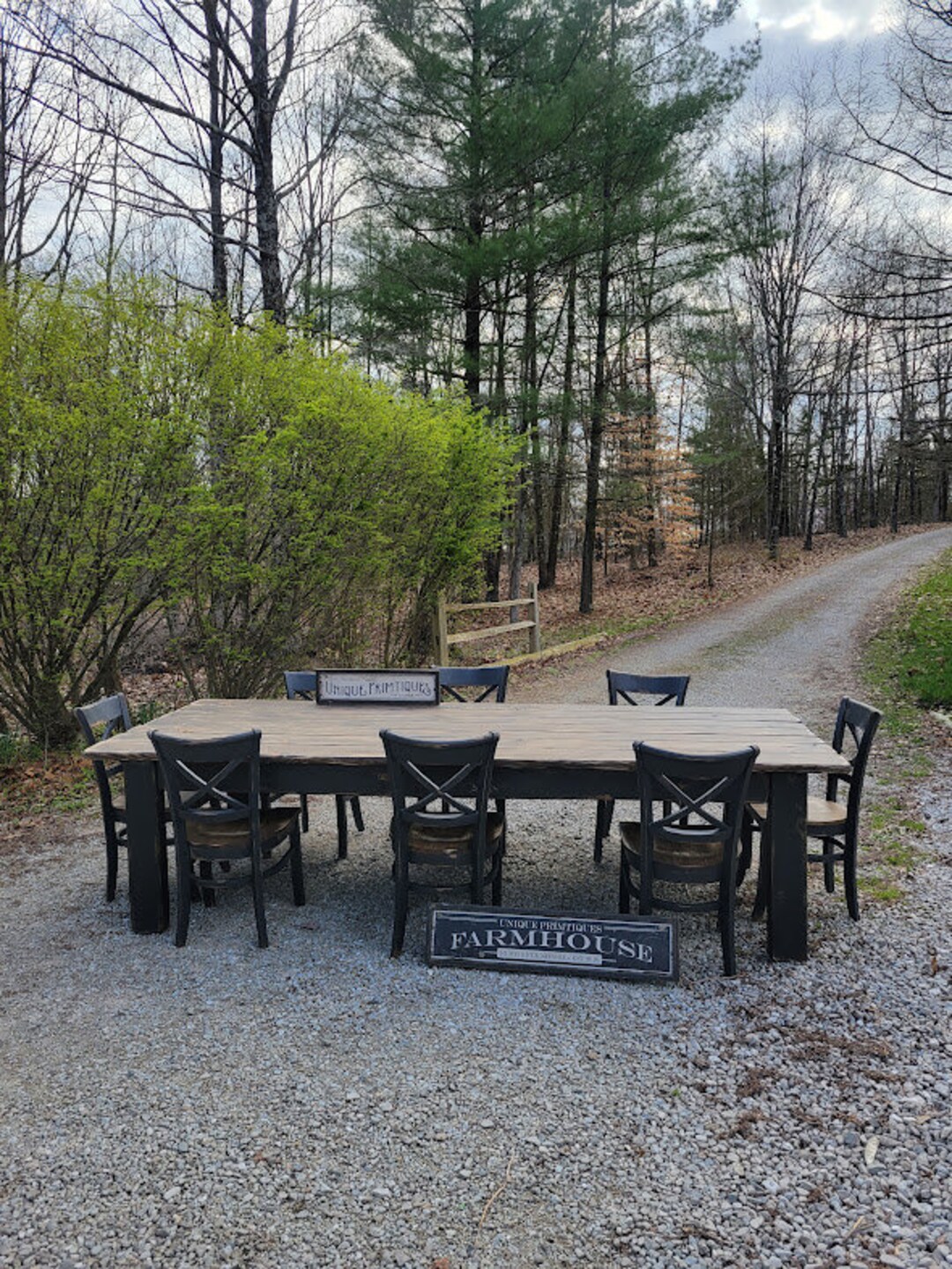Rustic FARM TABLE 10 Ft or 12 Foot Set W/you Pick Chairs Farm House ...