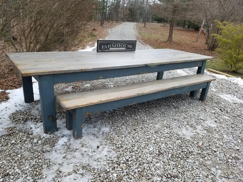 RUSTIC 12-ft FARMHOUSE TABLE Set Farm House Kitchen Dining - Etsy