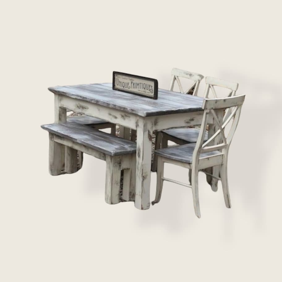 Rustic FARMHOUSE TABLE 6-piece SET Wood Farm House Kitchen | Etsy