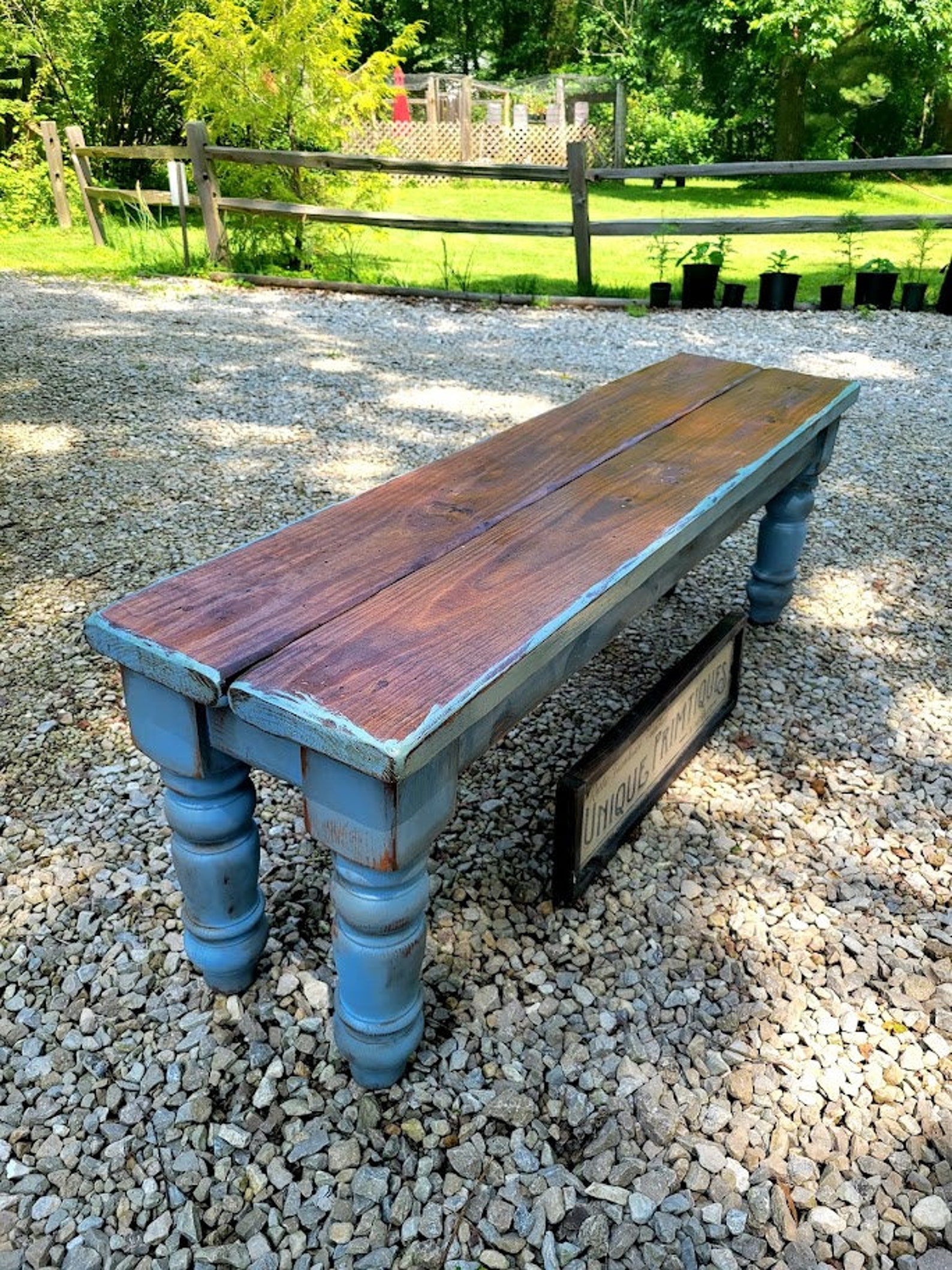 French Country Chic Rustic WOOD BENCH W/ Turned Legs Reclaimed | Etsy