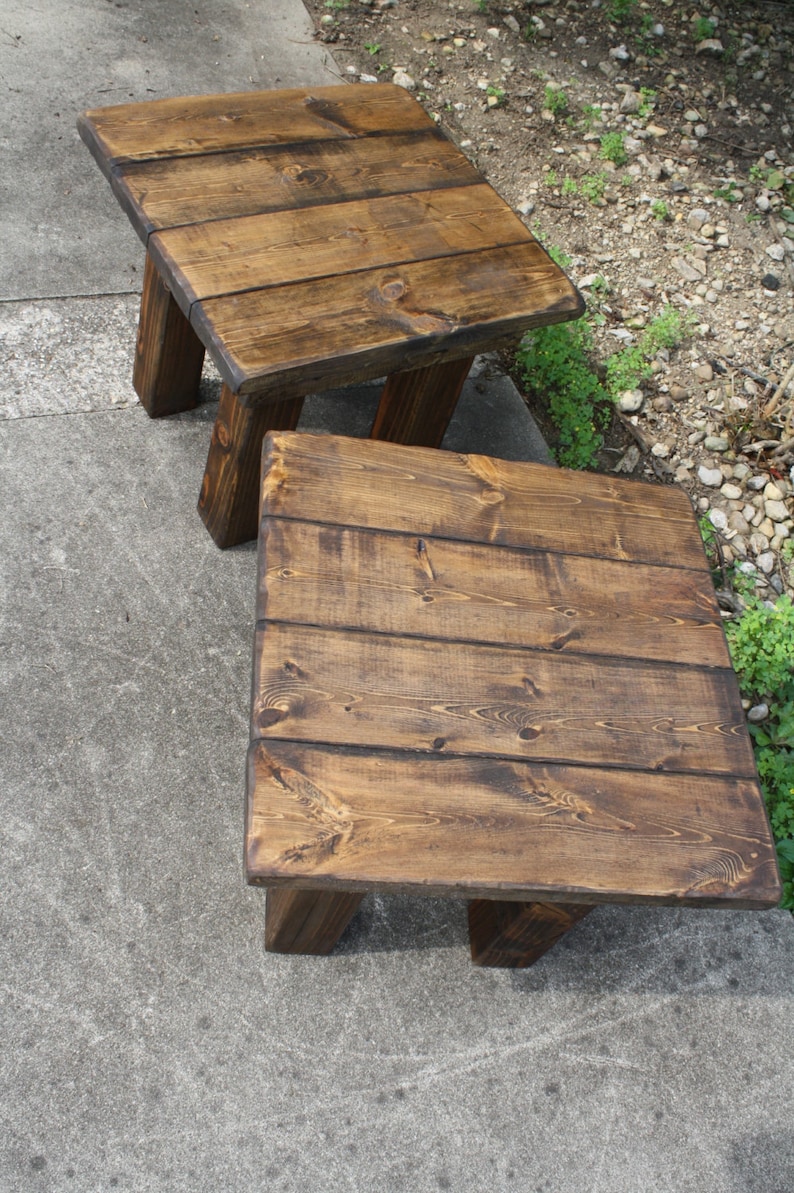 RUSTIC FARMHOUSE END Tables Farm House Set of Two Dark Walnut - Etsy