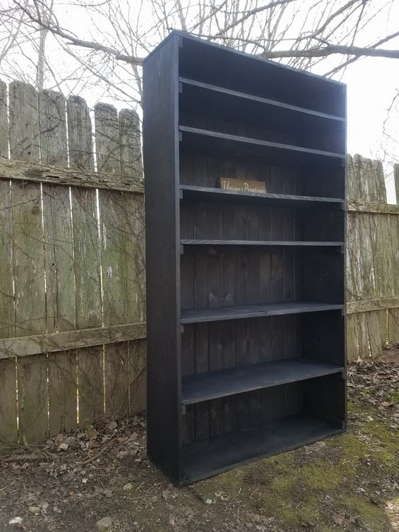 Rustic Wood Bookcase Shelf Reclaimed Ebony Primitive Book - Etsy