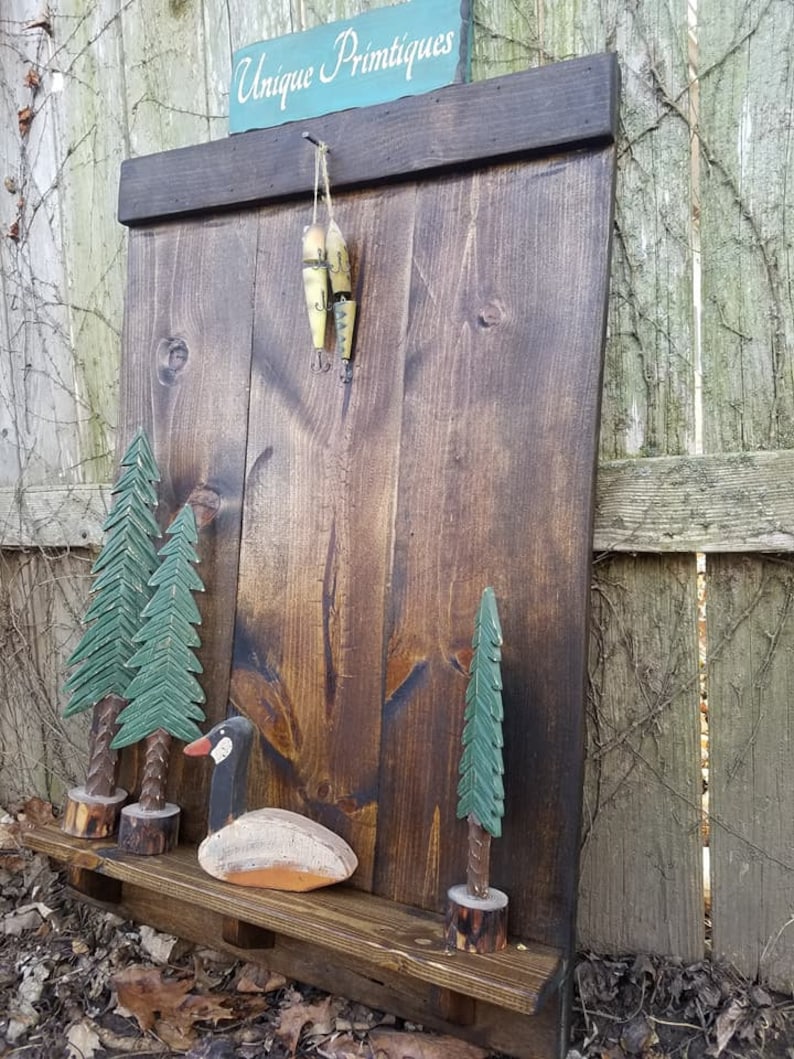 Rustic Wood Display Backdrop Shelf Shelving Reclaimed Dark | Etsy
