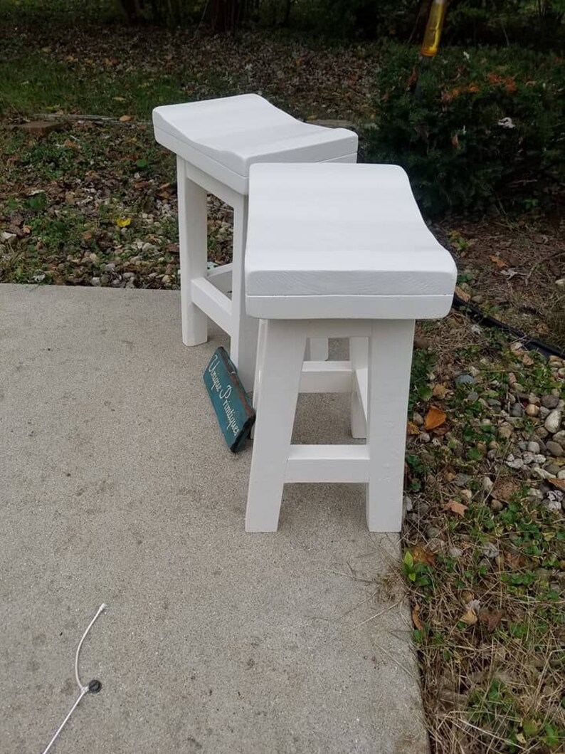 Rustic Kitchen BAR STOOL Bench Reclaimed Wood White Painted - Etsy
