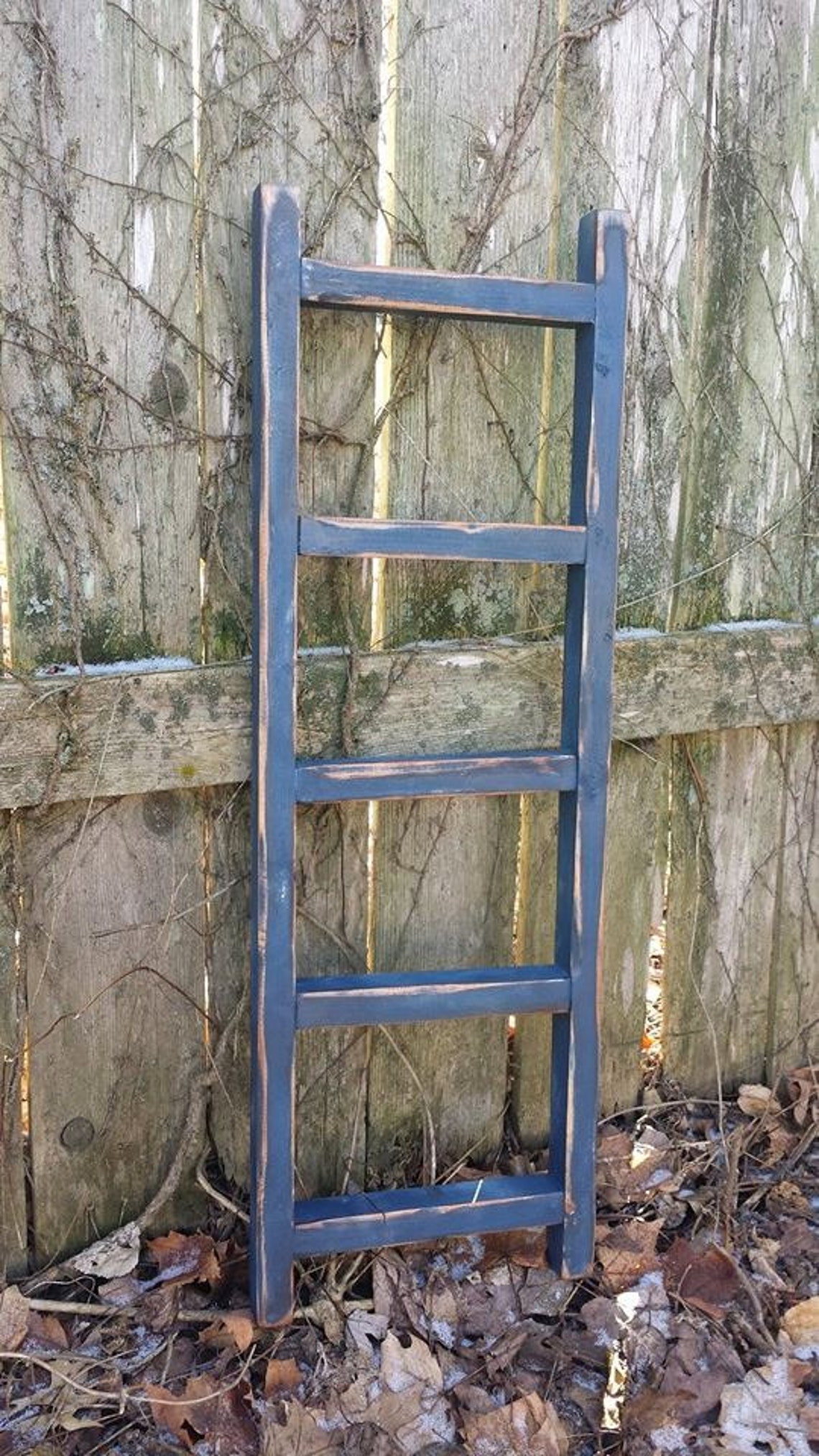 RUSTIC WOOD LADDER Primitive Distressed Blue Home Wall Decor - Etsy