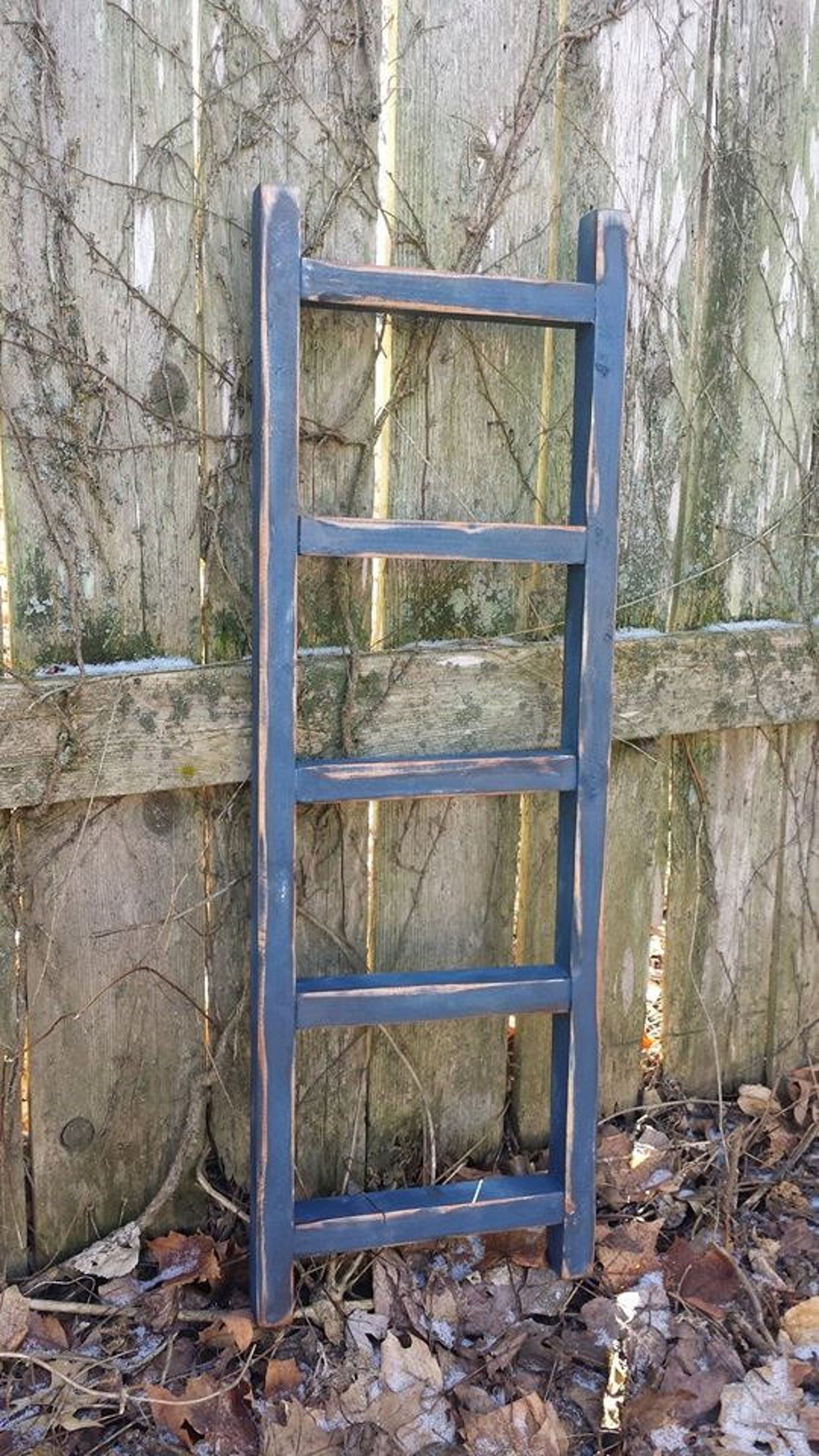 RUSTIC WOOD LADDER Primitive Distressed Blue Home Wall Decor - Etsy