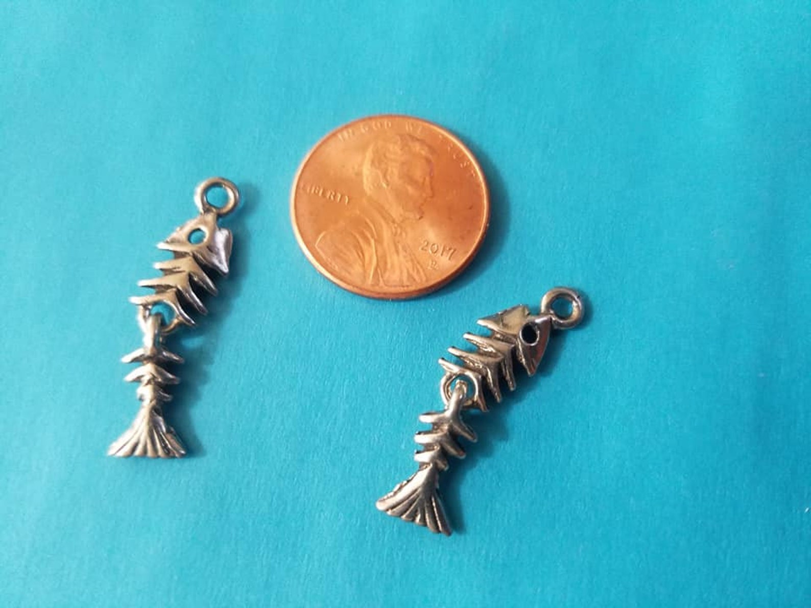 FISH BONE CHARM Antique Silver Tone for Bracelet Craft Jewerly - Etsy