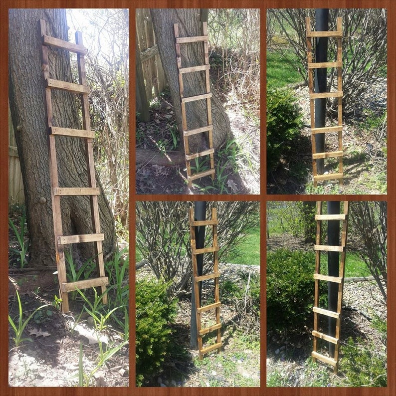 RUSTIC WOOD LADDER Primitive Aged Oak Home Garden Decor - Etsy