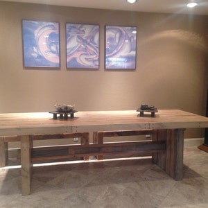 Reclaimed Rustic Pallet Wood Farm Dining Table W/2 Benches 39x84x31h by ...
