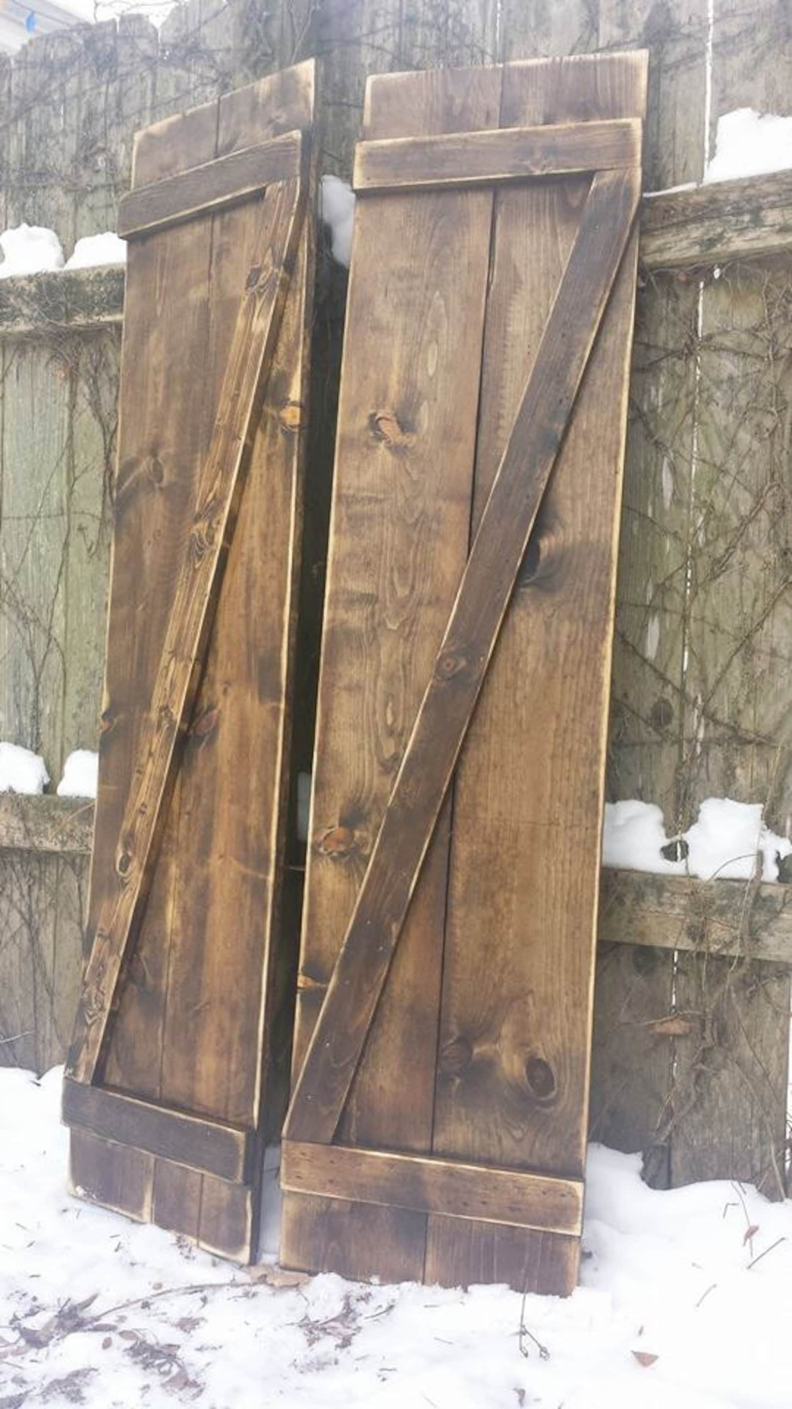 RUSTIC WOOD SHUTTERS Large Outdoor Indoor 14-1/2 W | Etsy