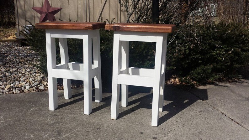 RUSTIC FARMHOUSE BAR Stool Farm House Kitchen Dining Bench Reclaimed ...
