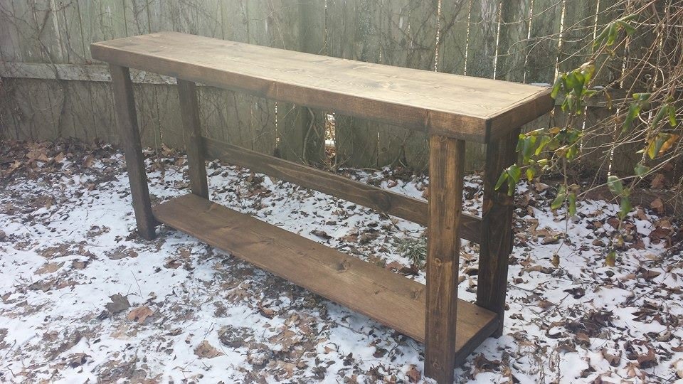 RUSTIC CONSOLE TABLE Large Sofa Bar Reclaimed Wood Dark Walnut | Etsy