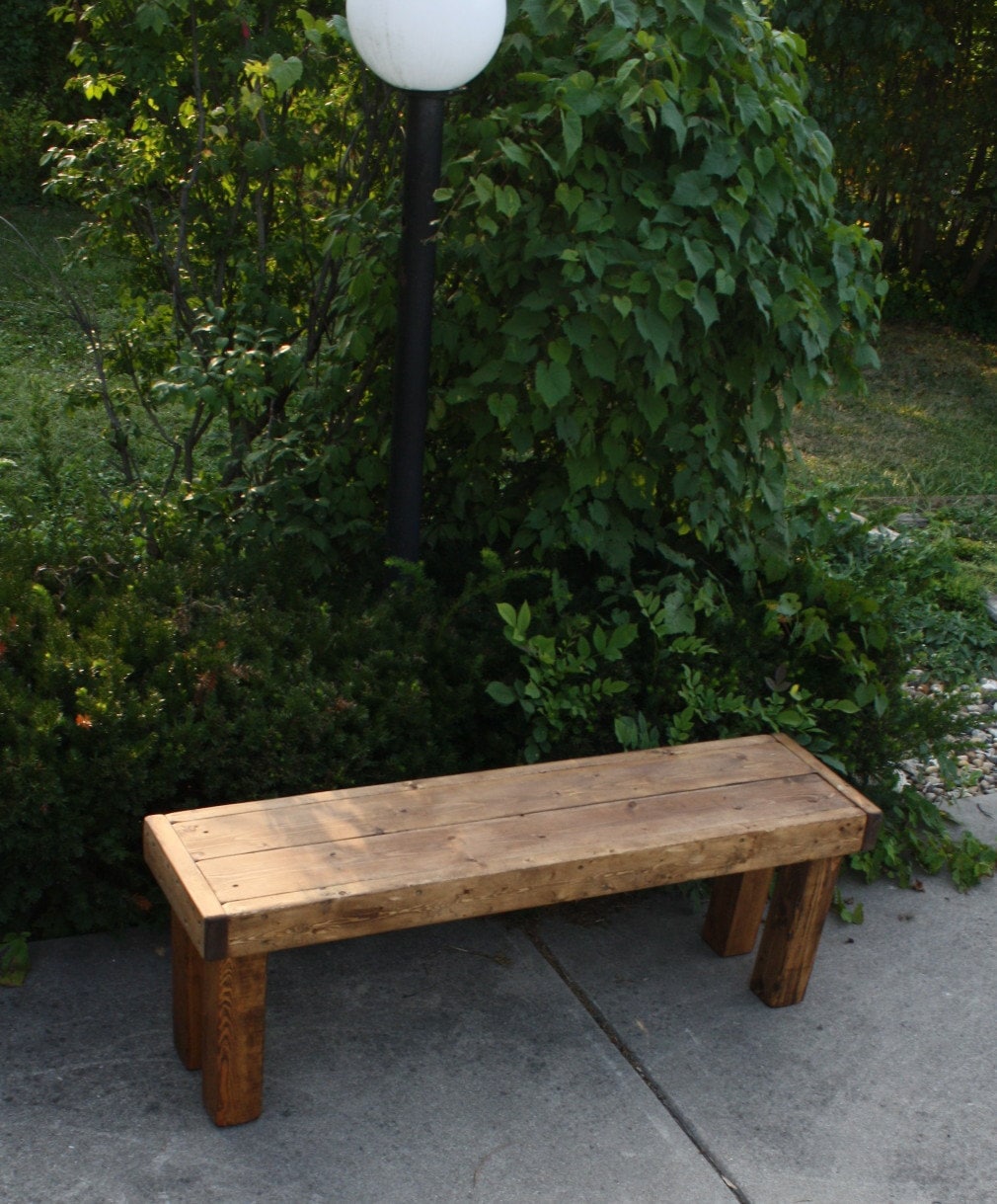 RUSTIC WOOD BENCH Farmhouse Indoor Outdoor English Chestnut | Etsy