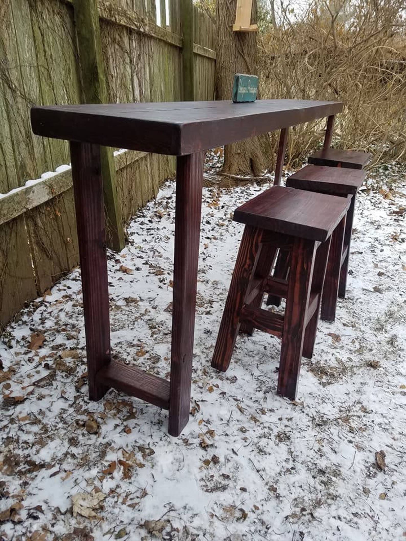 RUSTIC SOFA BAR Table Kitchen & Three Stool Set Large Wood | Etsy