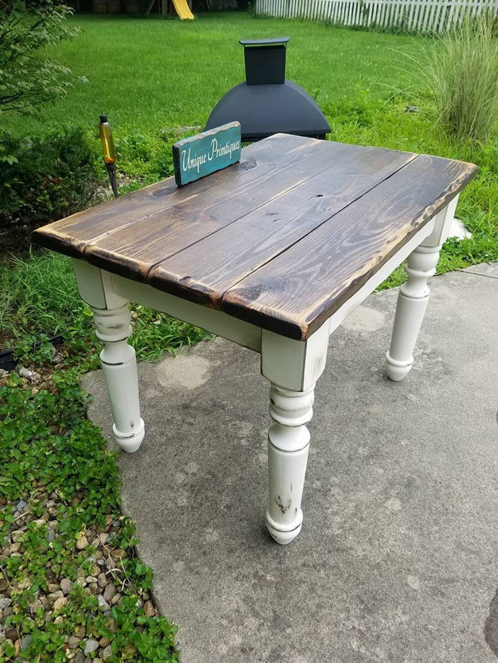 Rustic Turned Leg Reclaimed Wood Farm House Kitchen Table | Etsy