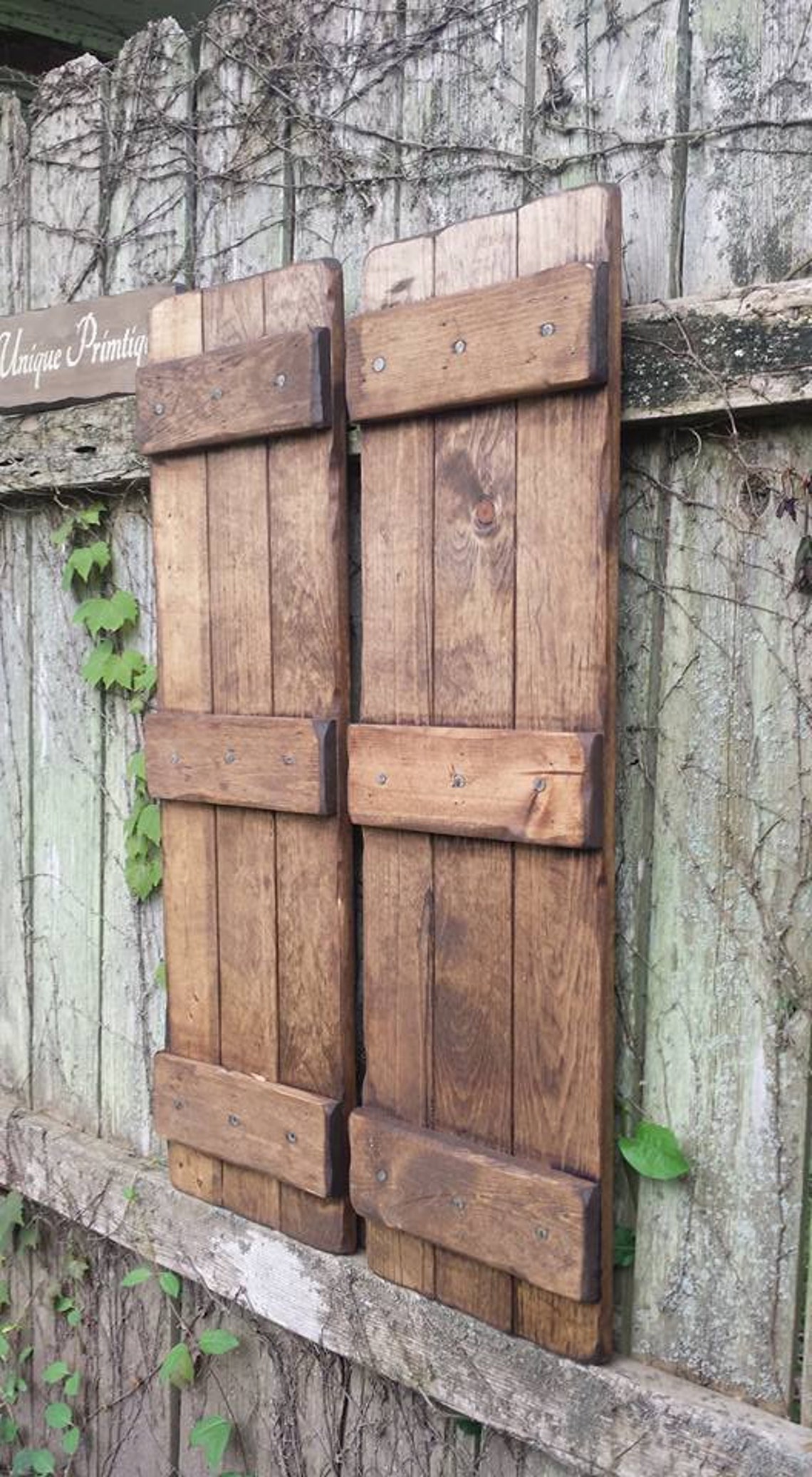 RUSTIC WOOD SHUTTERS English Chestnut Country Barn Door Display Indoor ...