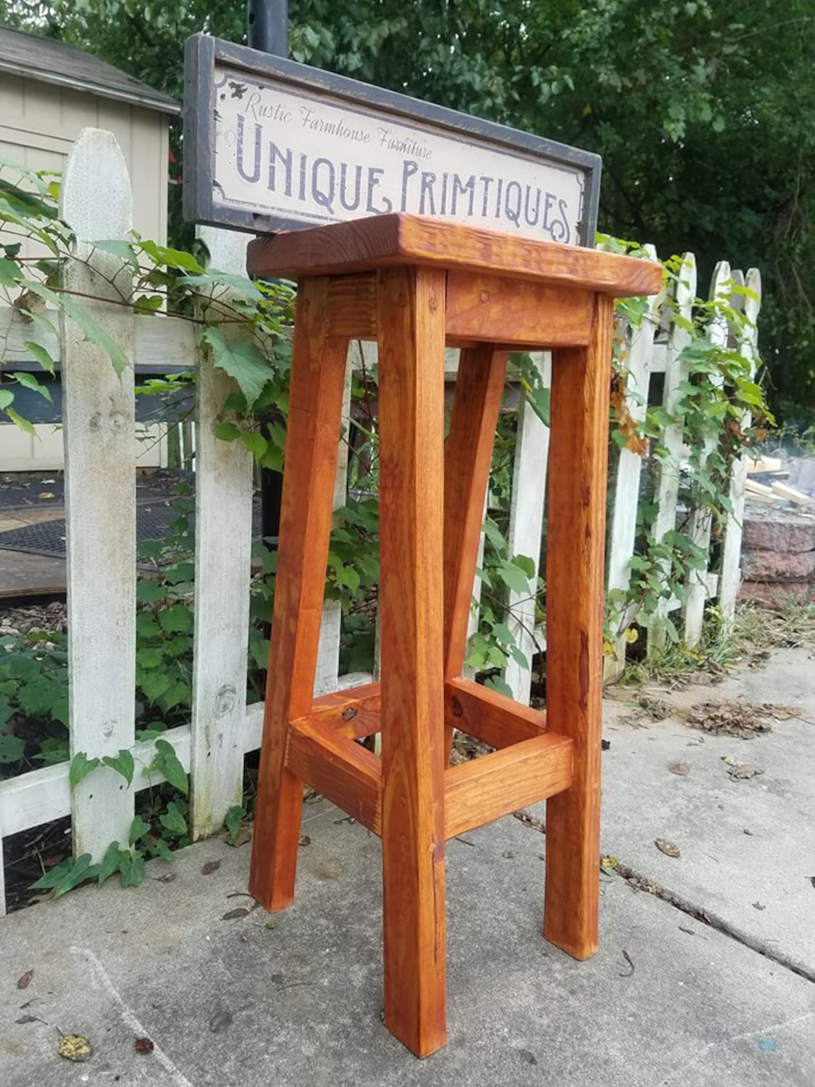 RUSTIC FARMHOUSE BAR Stool Farm House Kitchen Gunstock Primitive ...