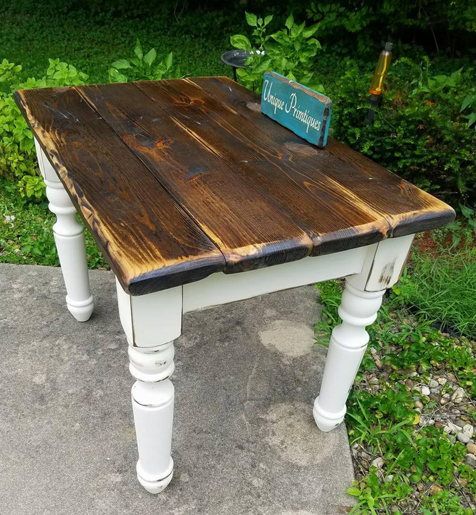 Rustic Turned Leg Reclaimed Wood Farm House Kitchen Table | Etsy