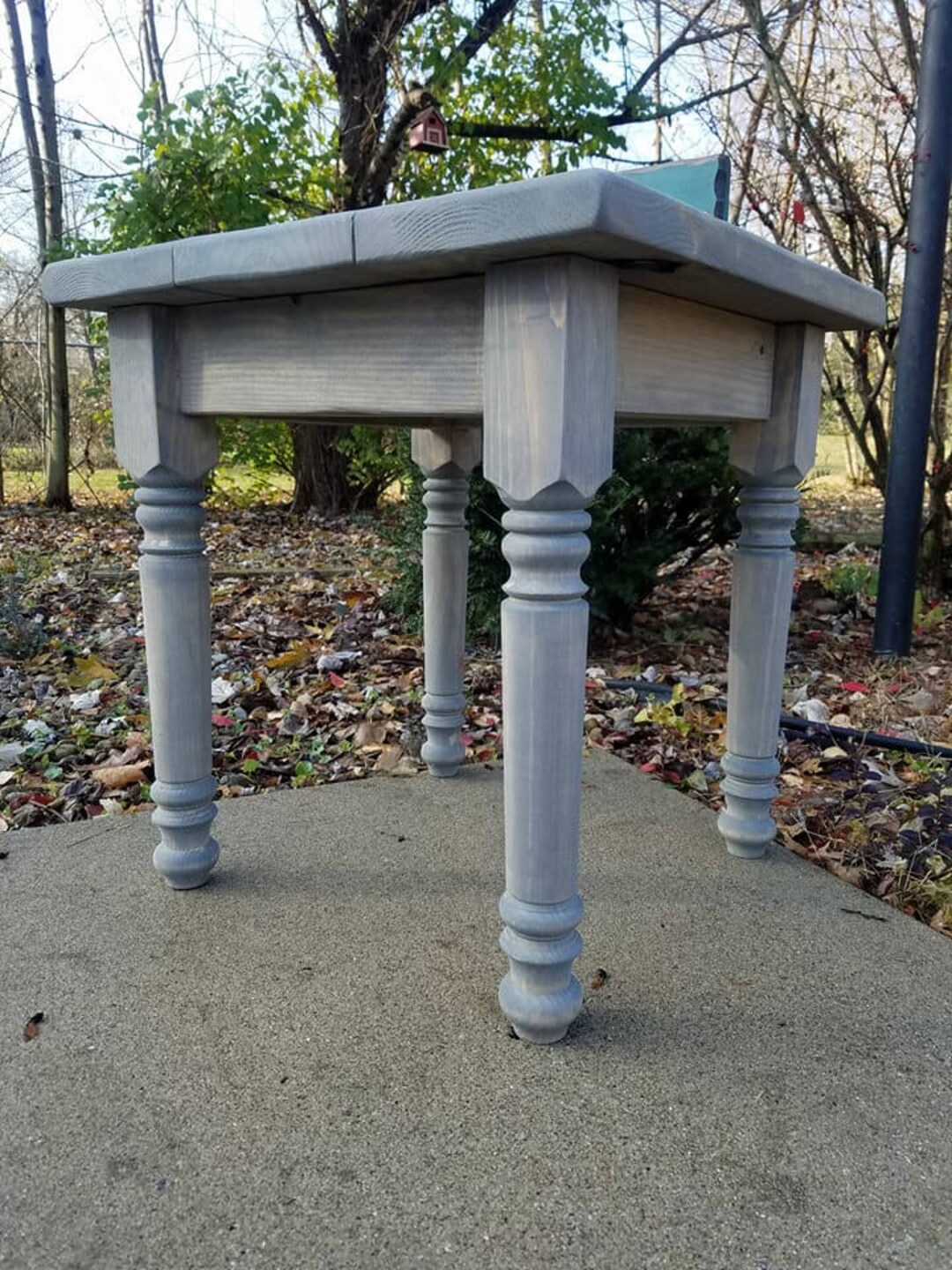 Rustic TABLE Reclaimed Wood Turned Leg Side END Lamp Table Night Plant ...