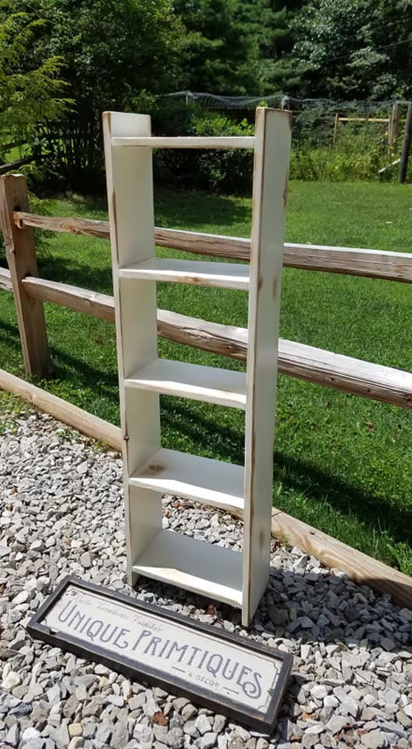 RUSTIC FARMHOUSE LADDER Bookcase Farm House Shelving Reclaimed Wood ...