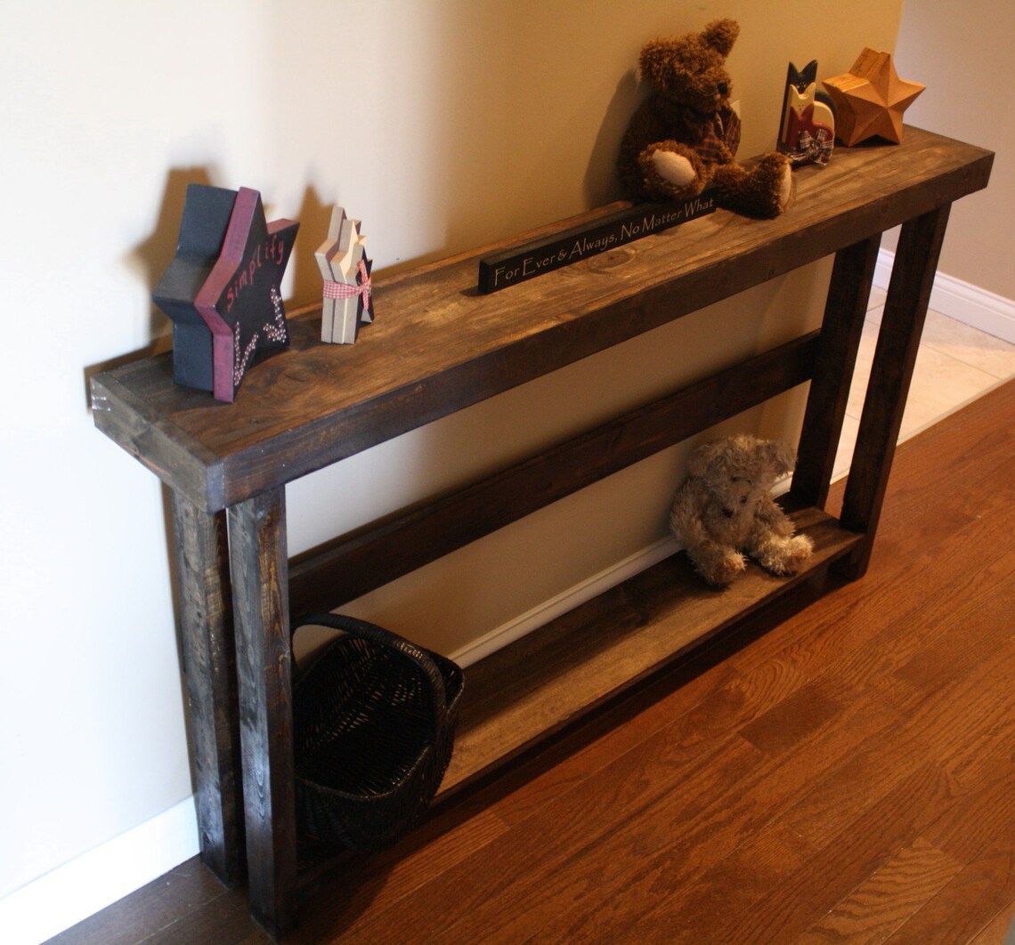 RUSTIC SOFA TABLE Narrow Console Entryway Hall Entry Reclaimed Wood ...