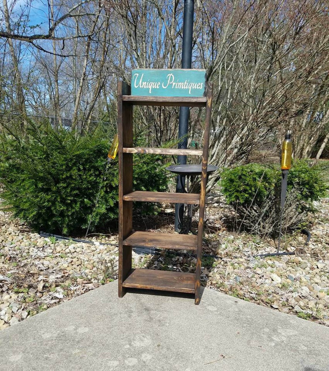 RUSTIC FARMHOUSE LADDER Bookcase Farm House Shelving Reclaimed Wood ...