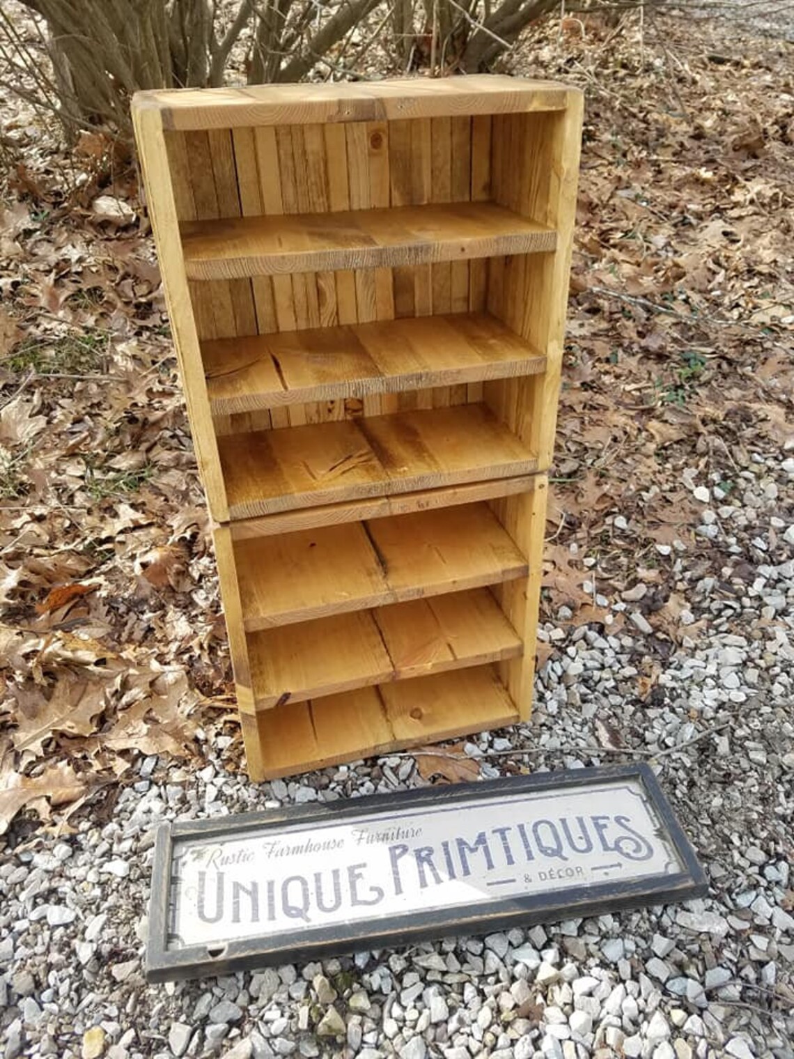 Rustic FARMHOUSE BOX CRATE W Dividers Bathroom Kitchen Wine Living Room ...