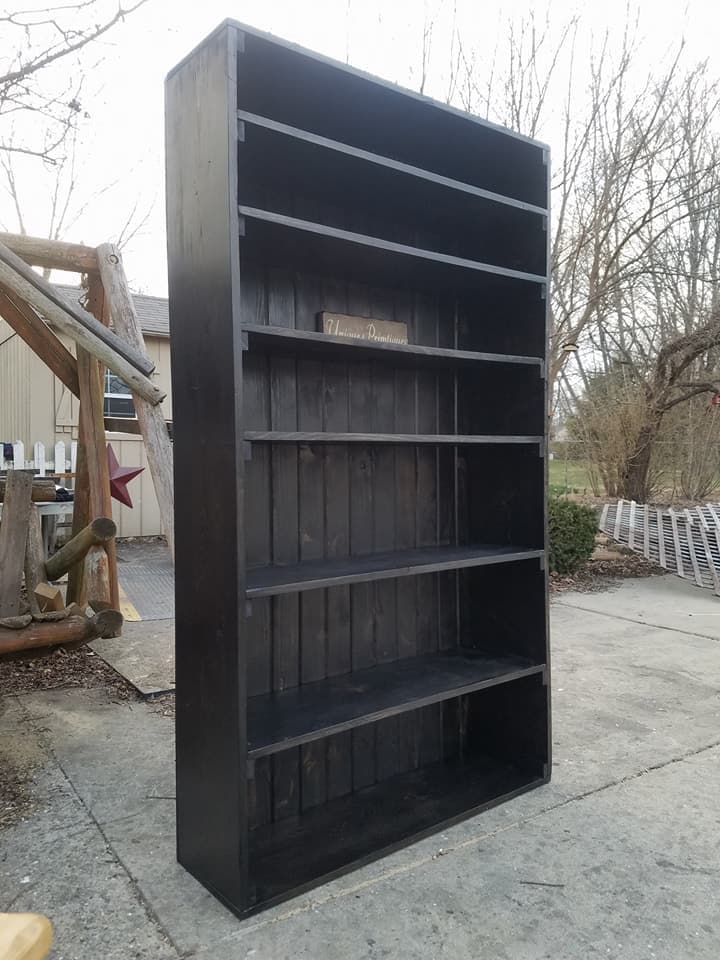 Rustic Wood Bookcase Shelf Reclaimed Ebony Primitive Book Shelf by ...