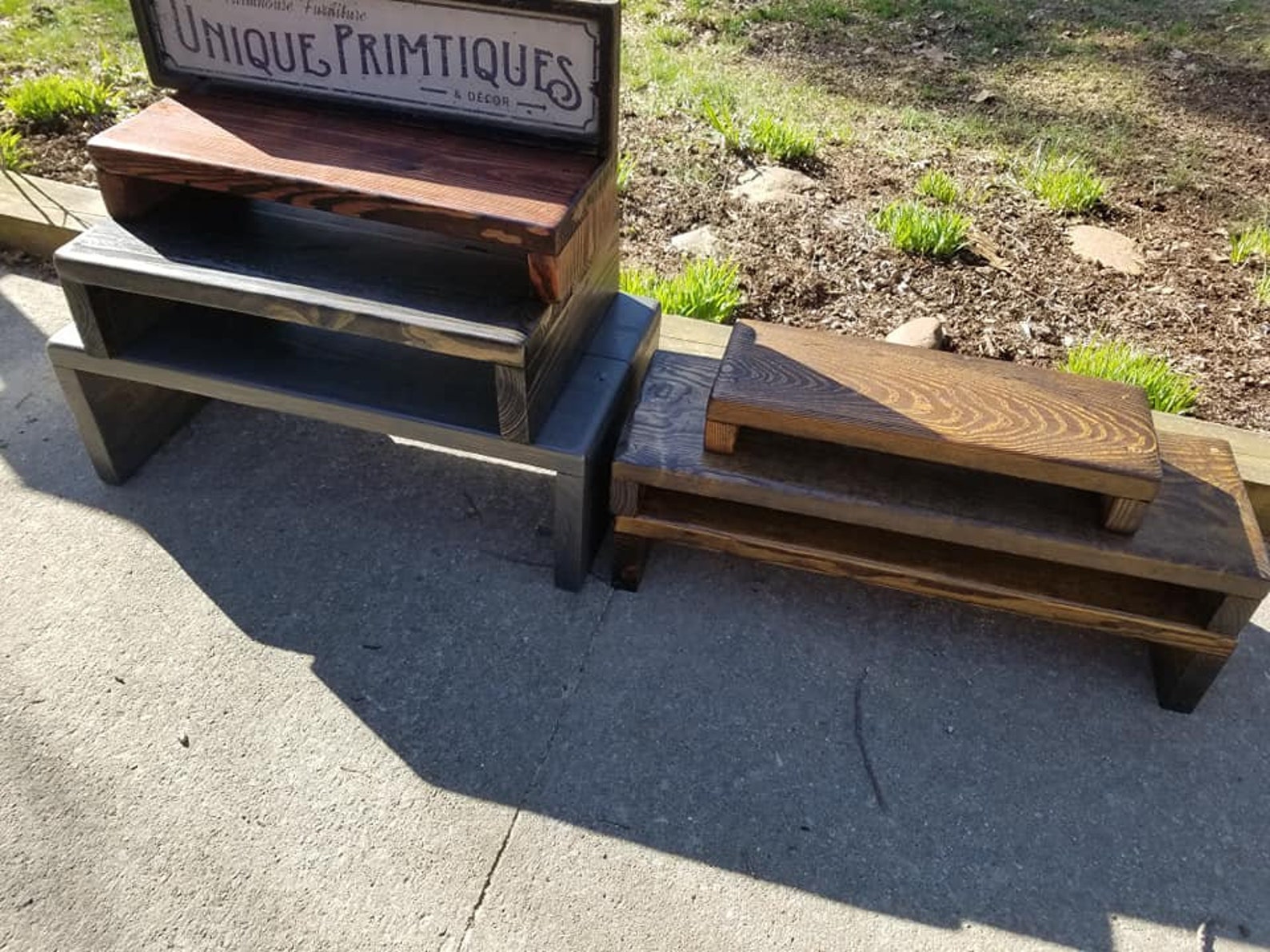 Rustic TABLE RISER Primitive Computer Monitor Printer Stand Desk TV ...