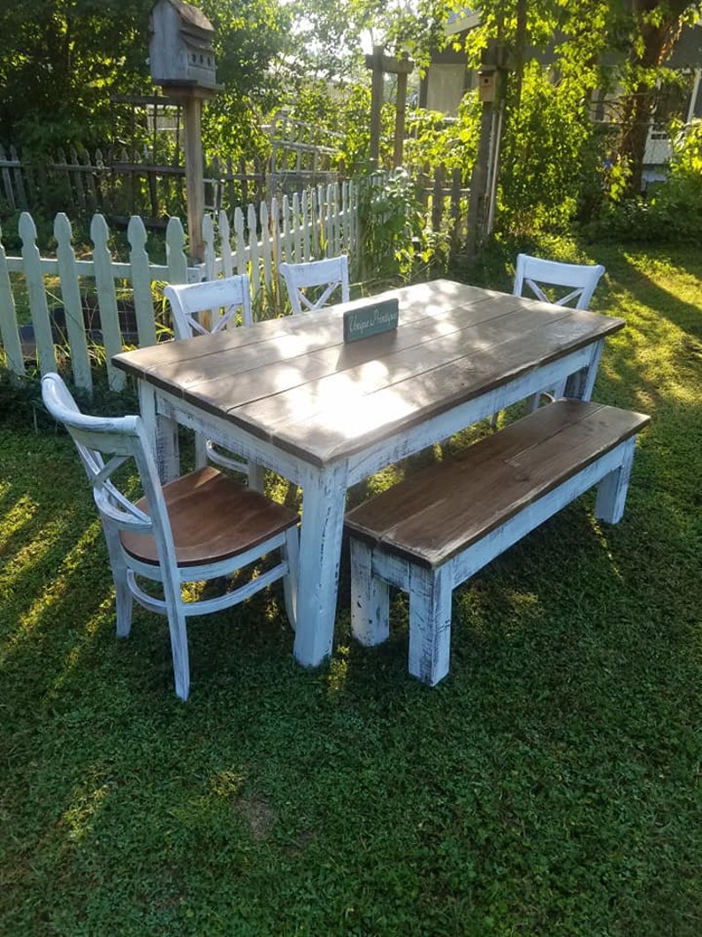 Rustic FARMHOUSE TABLE 6-Piece SET Wood Farm House Kitchen | Etsy