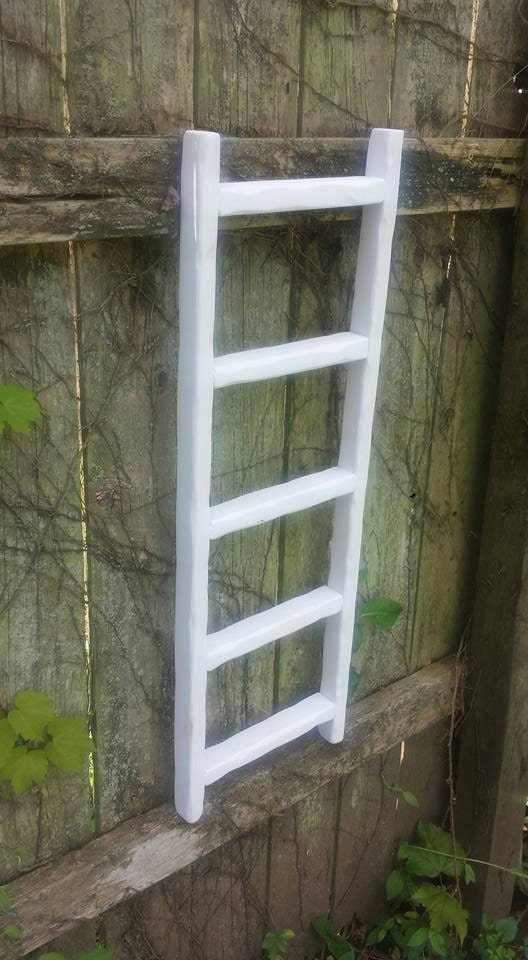 RUSTIC WOOD LADDER Primitive White Home Wall Decor 11 w | Etsy