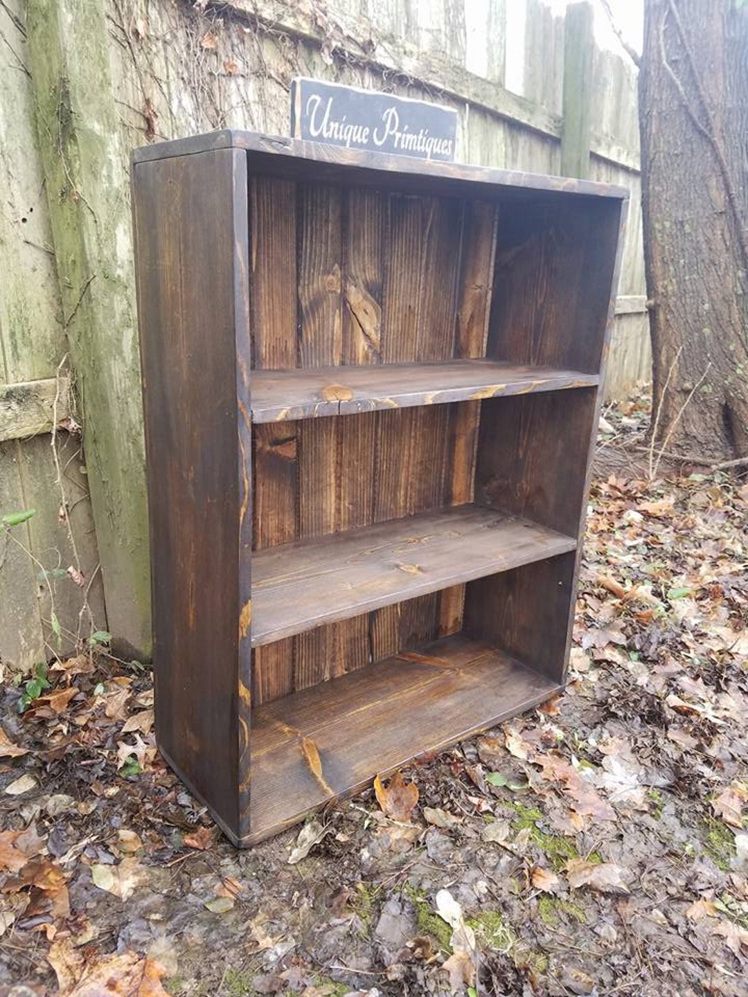 RUSTIC BOOKCASE Book Shelf Reclaimed Wood Primitive Shelving W ...