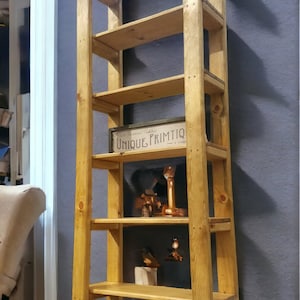 RUSTIC BOOKCASE TALL Reclaimed Wood Display Ladder End Bookshelf ...