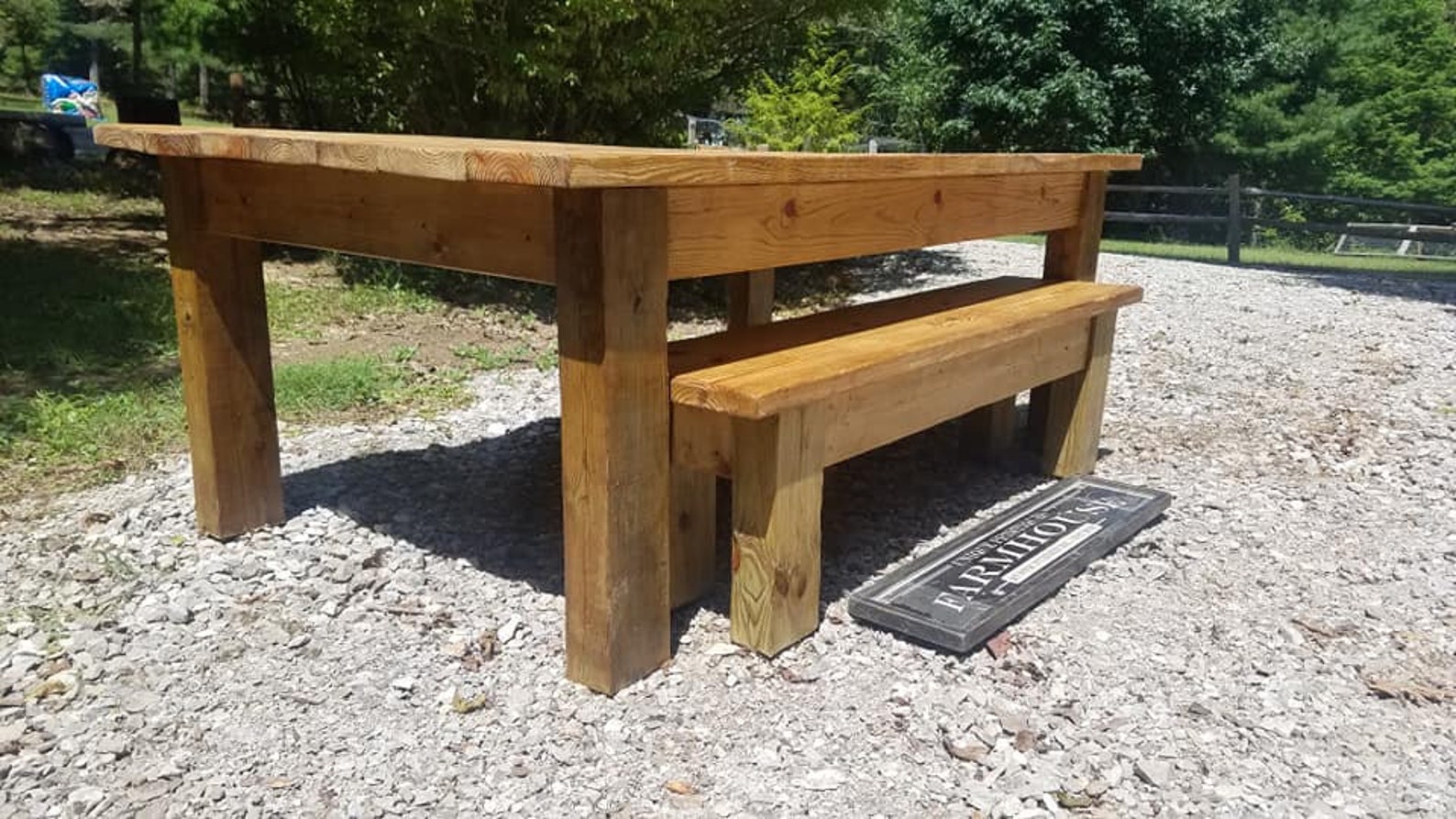 FARMHOUSE TABLE & Bench SET Rustic Farm House Table Primitive - Etsy