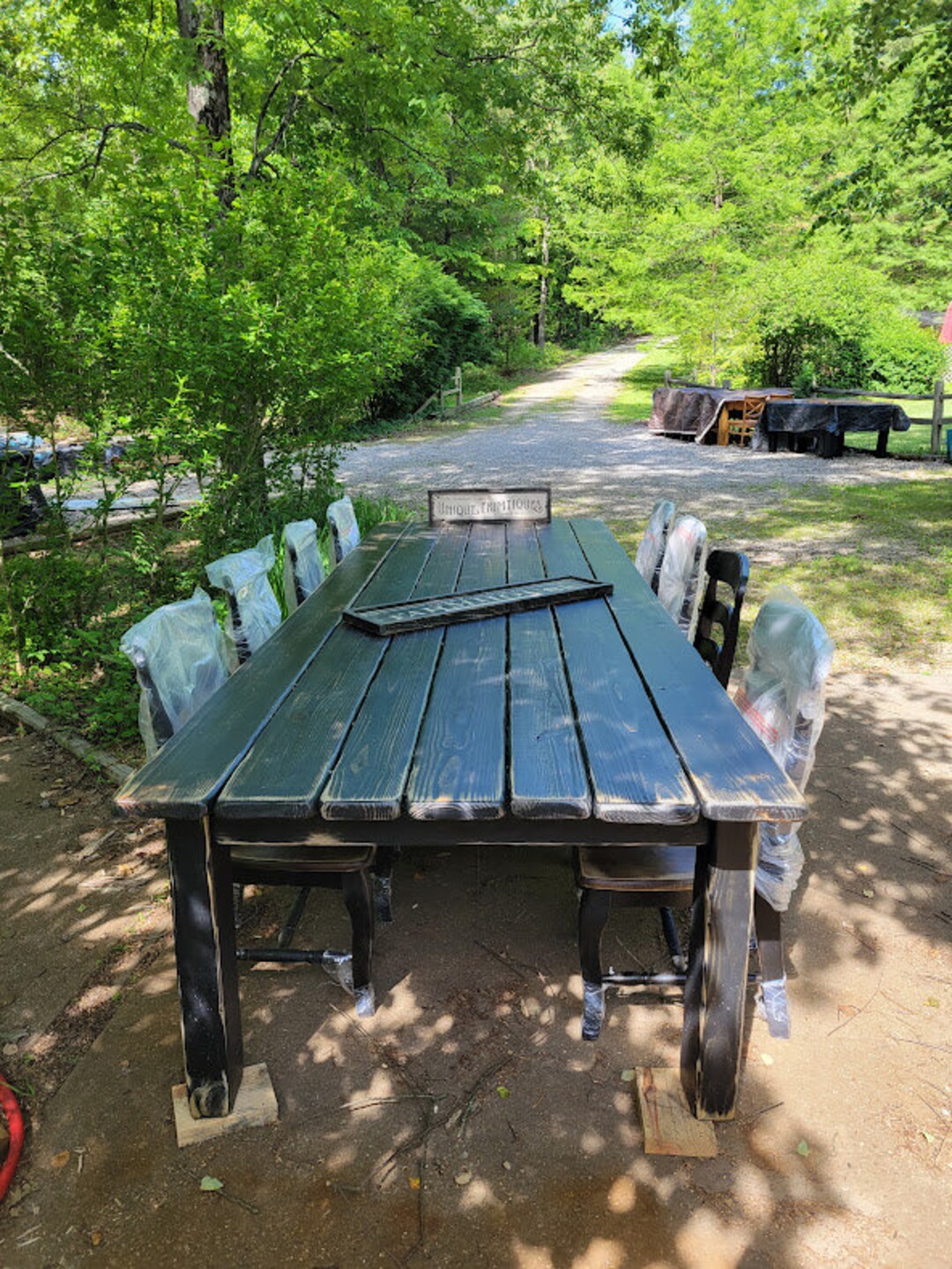 MASSIVE Rustic FARM TABLE Farmhouse Primitive Country Cabin Distressed ...