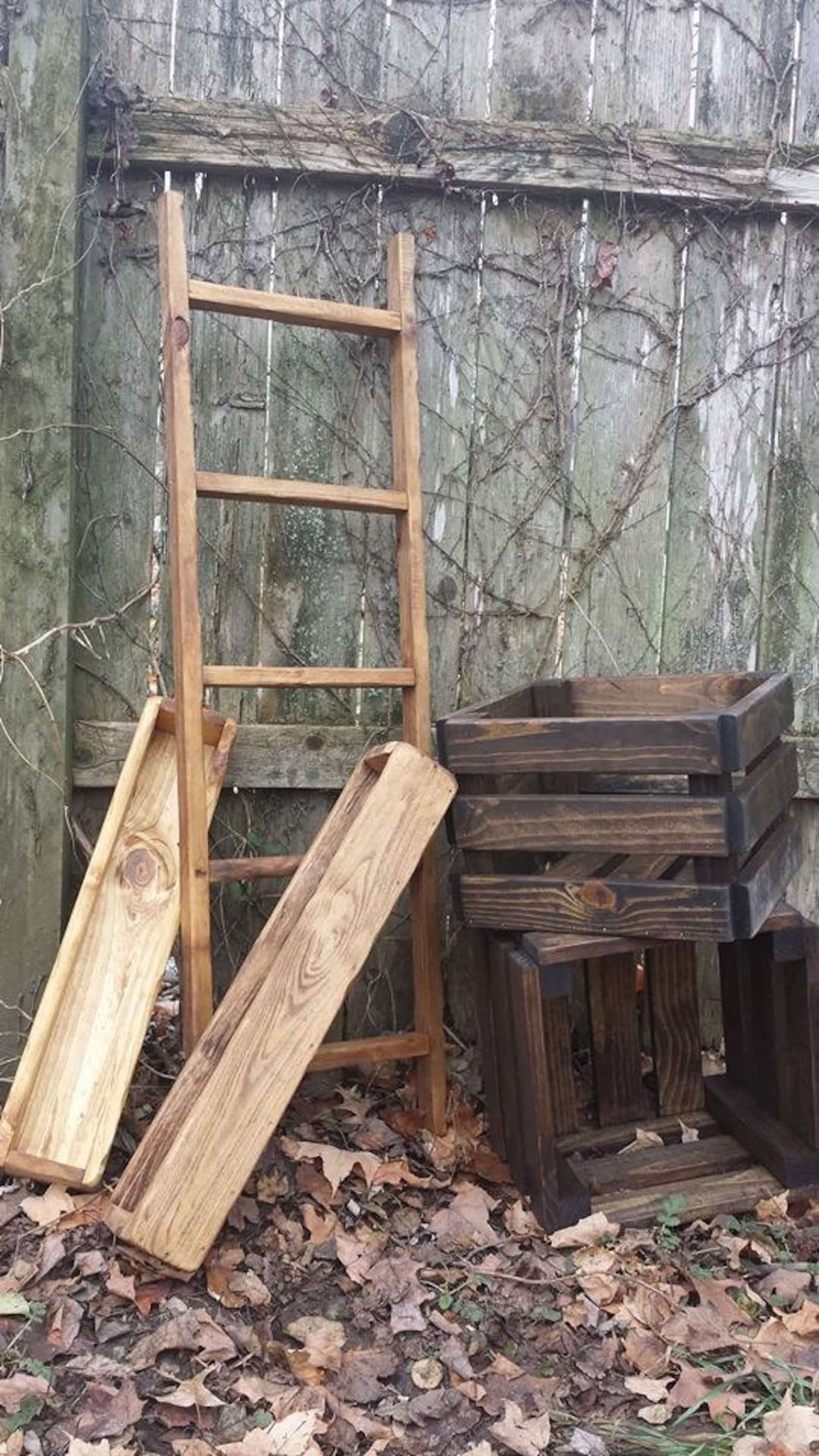 RUSTIC WOOD LADDER Primitive 14x60 Farmhouse Quilt Blanket | Etsy
