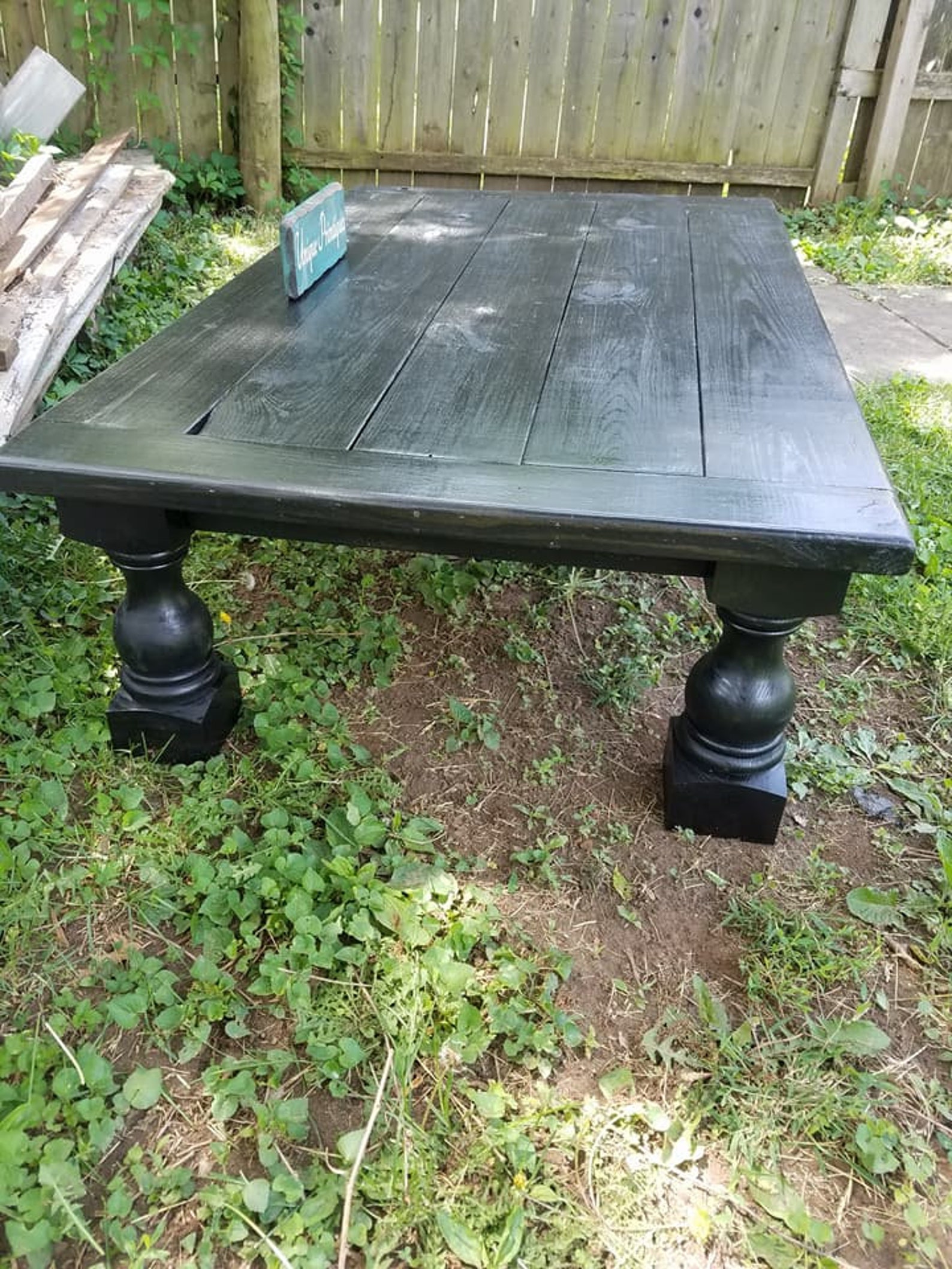 Rustic COFFEE TABLE Large Turned Legs Solid Reclaimed Wood | Etsy