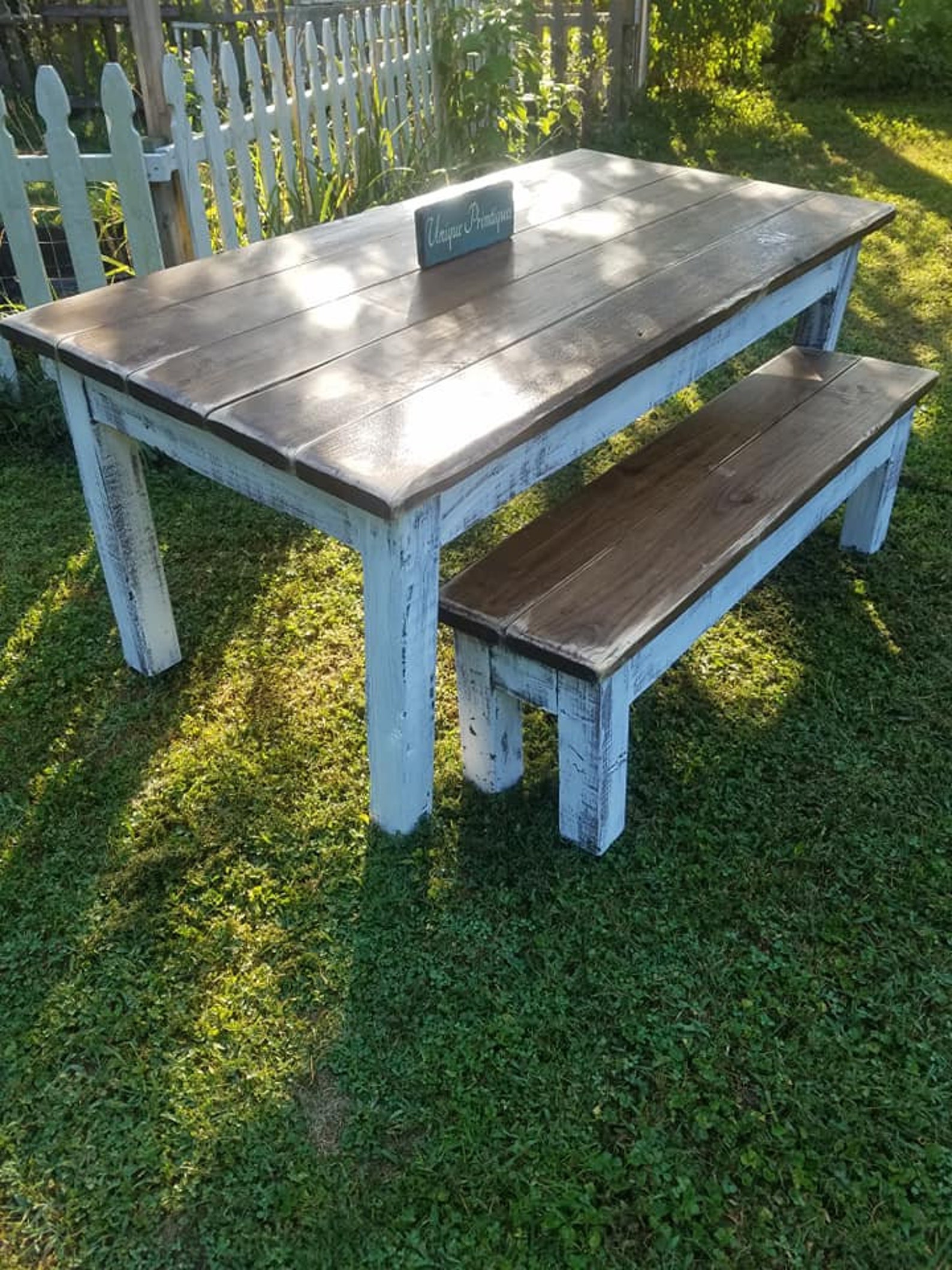 Rustic FARMHOUSE TABLE Wood Farm House Kitchen Dining W/ | Etsy