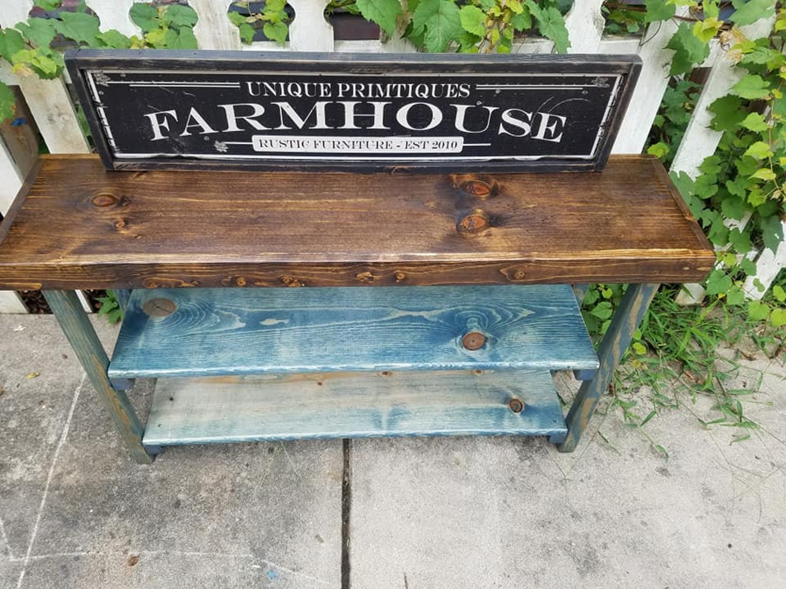 Rustic FARMHOUSE CONSOLE Sofa Accent Table Bookcase Shelf Dark - Etsy