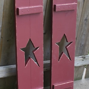 RUSTIC WOOD SHUTTERS Farmhouse Country Barn Red Distressed Primitive ...