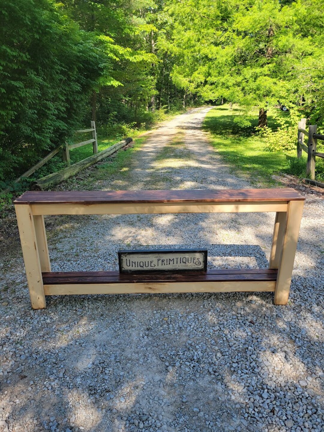 RUSTIC CONSOLE TABLE Wood Entryway Hall Sofa Tv Stand Shelving Accent ...