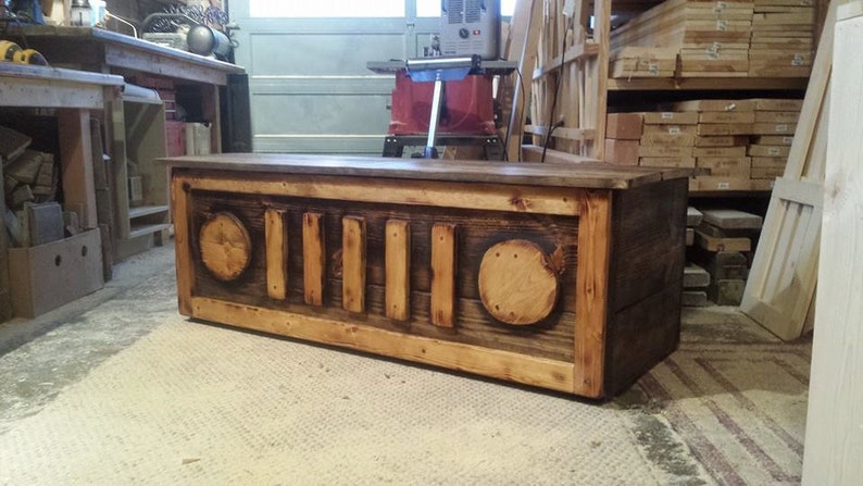 WOOD ART CHEST Jeep Grill Toy Garage Mancave Storage Box Bench - Etsy