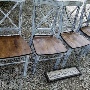 RUSTIC CHAIRS FOUR Beautiful Rustic Wood Malaysian Oak Solid Wood X ...
