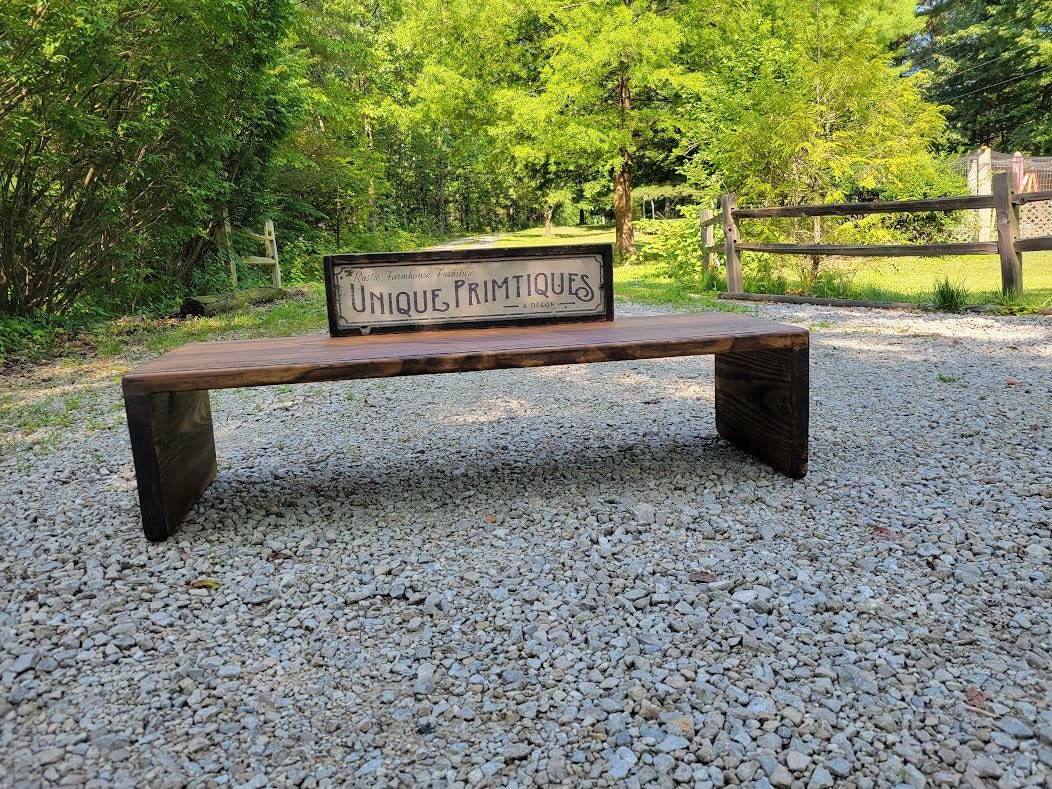Rustic TABLE RISER Floor Desk Bench Large Centerpiece TV Entertainment ...