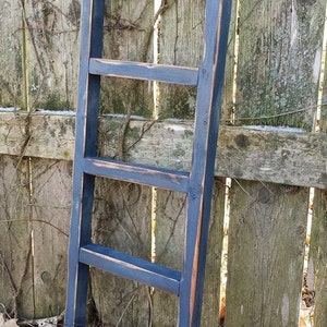 RUSTIC WOOD LADDER Primitive Distressed Blue Home Wall Decor 11" W X33 ...