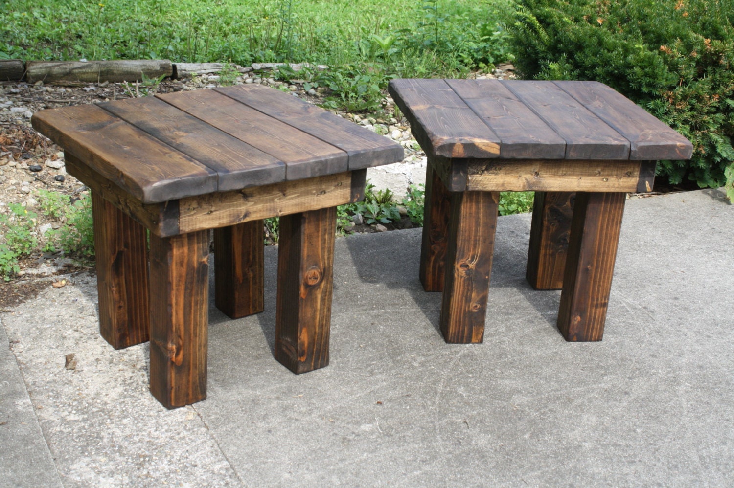 RUSTIC FARMHOUSE END Table Set Farm House Tables Golden Pecan | Etsy