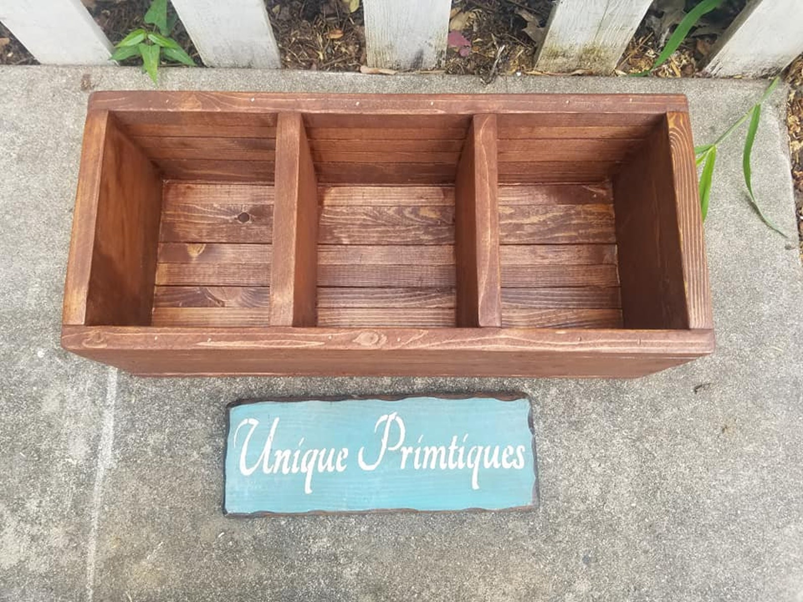 Rustic FARMHOUSE BOX CRATE W Dividers Bathroom Kitchen Wine | Etsy