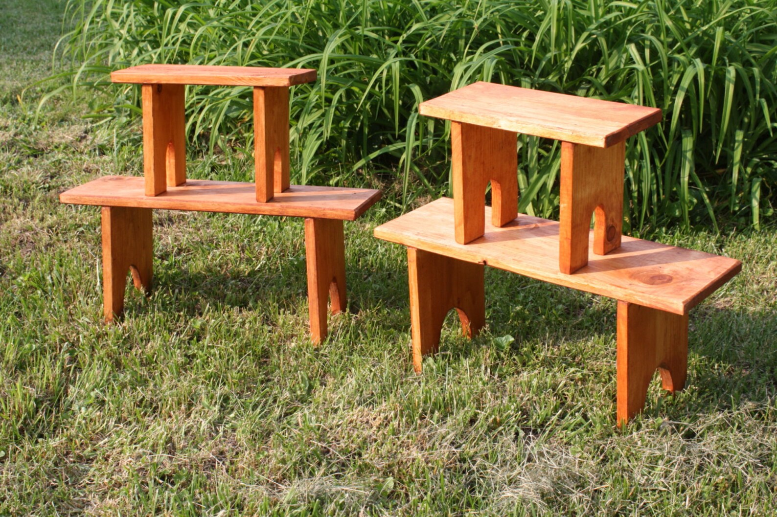 Beautiful Rustic Set of Two Wood Table Risers in Autumn Stain - Etsy
