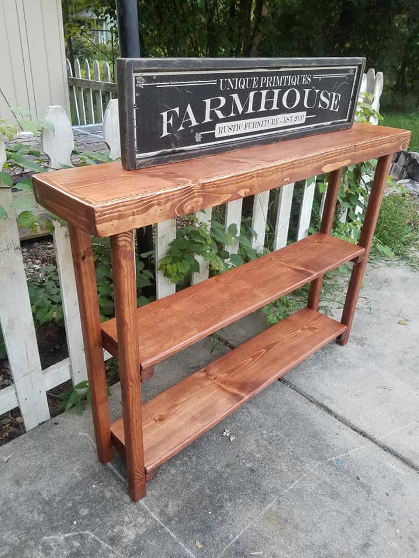 Rustic FARMHOUSE CONSOLE Sofa Accent Table Bookcase Shelf - Etsy